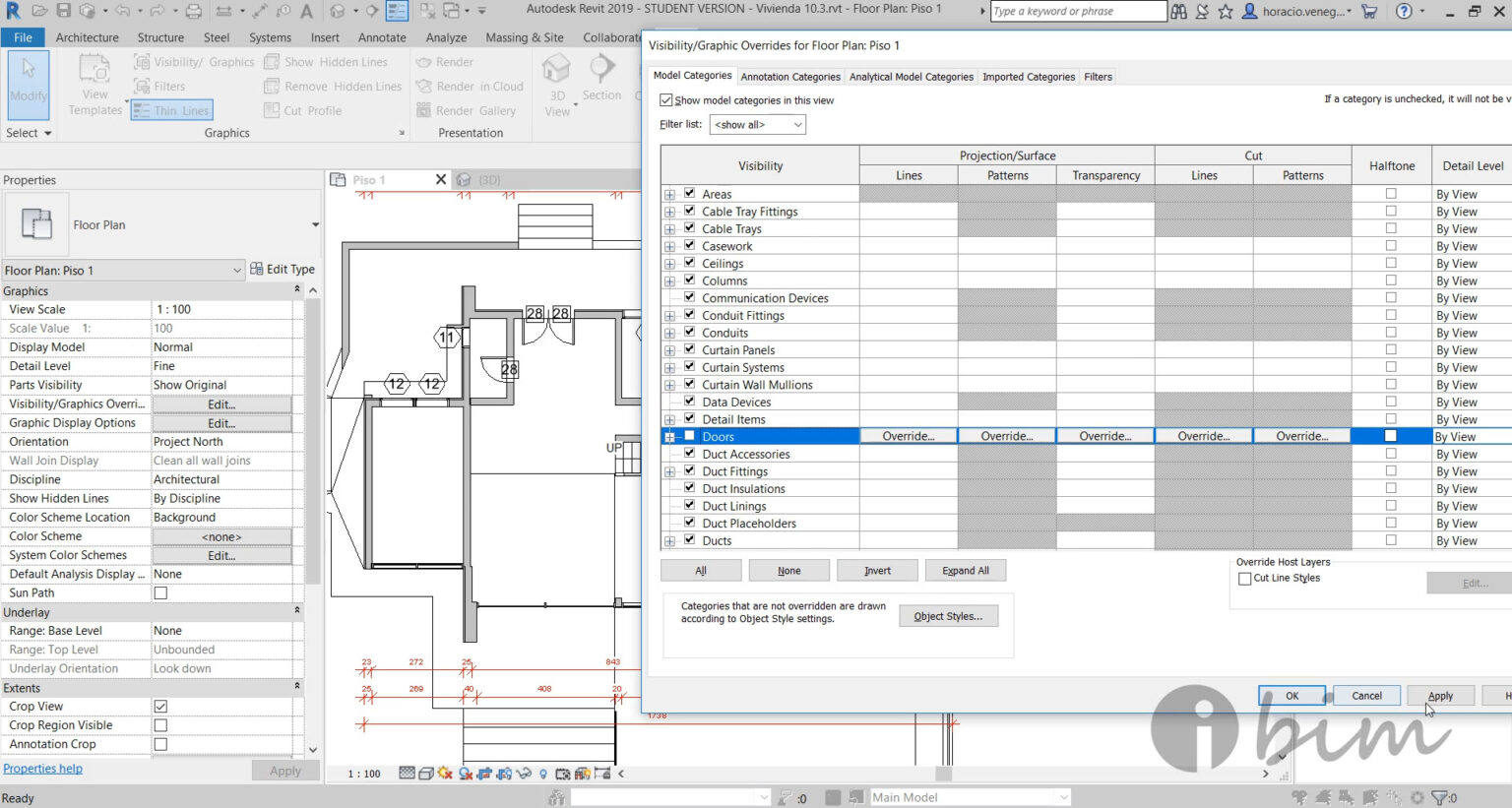 Vistas 3D – Seccion Box – Opciones visuales – IBIM