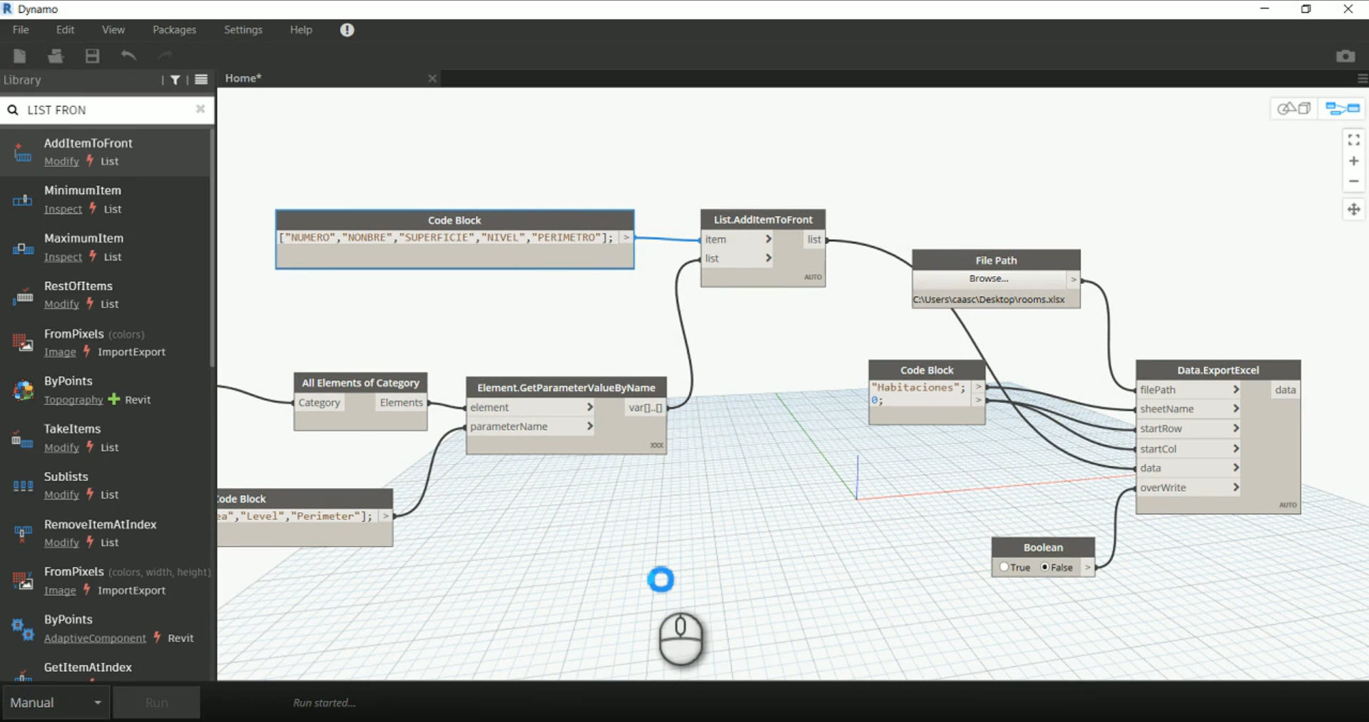 Element get parameter by name – export excel – IBIM