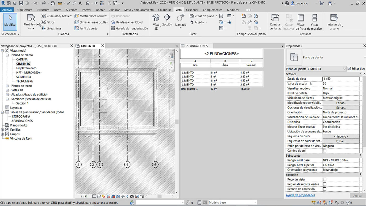 Modelado y cubicación fundaciones – IBIM