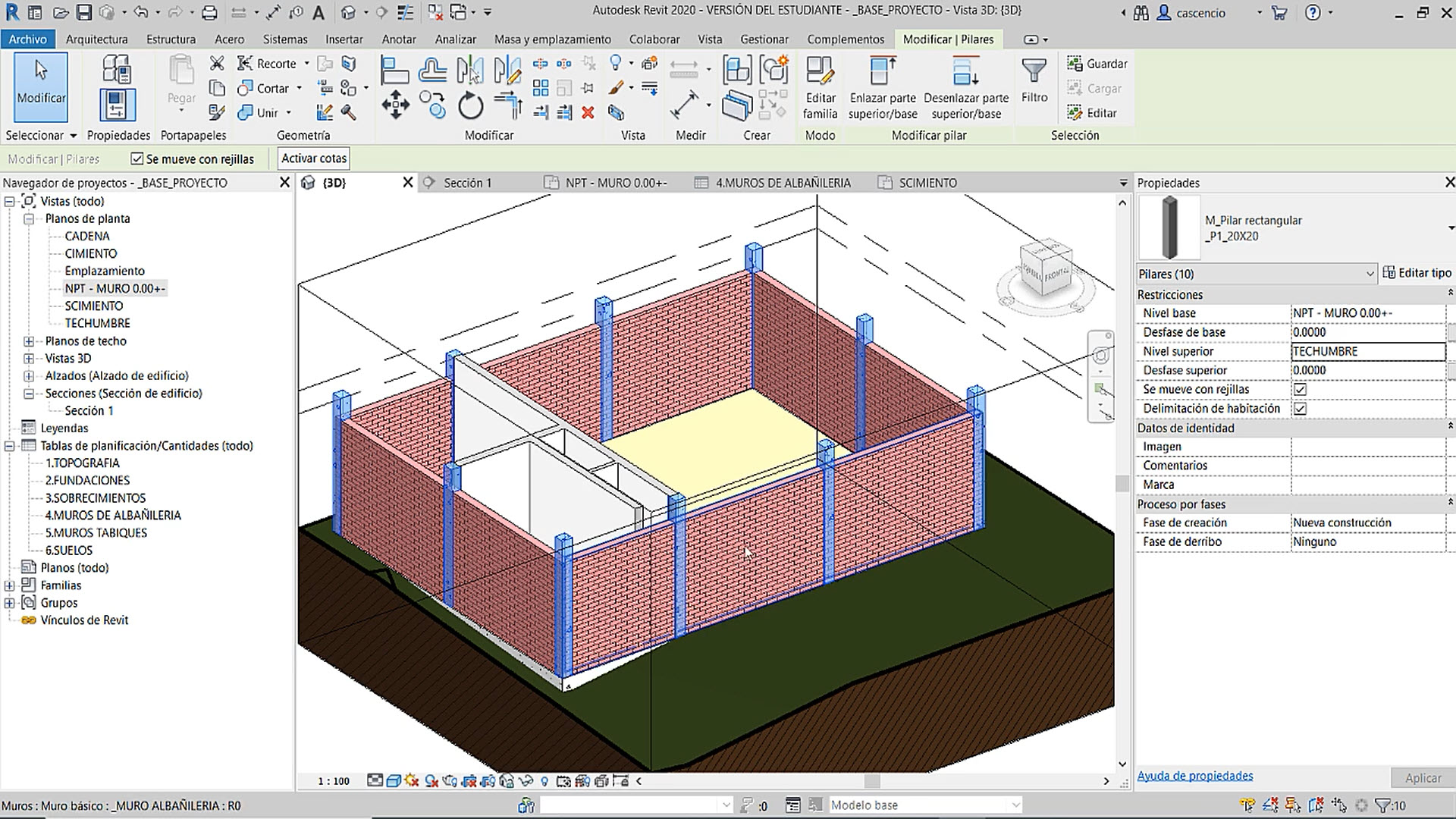 Modelado y cubicación columnas – IBIM